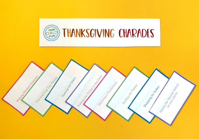 Thanksgiving Charades Game for Kids (Printable) - Inner Child Fun