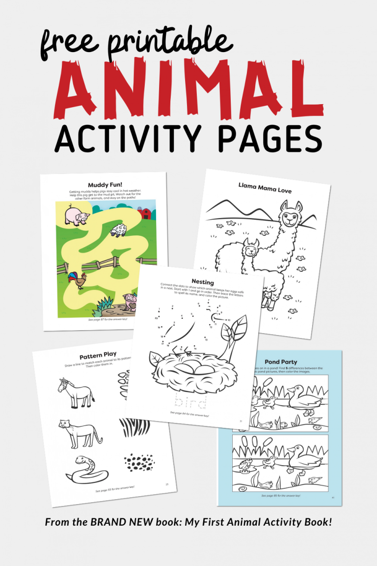 Free Printable Animal Activity Packet for Kids 3-5 - Inner Child Fun